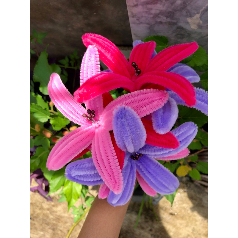 Jual bunga kawat bulu/pipe cleaner flowers/bunga isian buket | Shopee ...