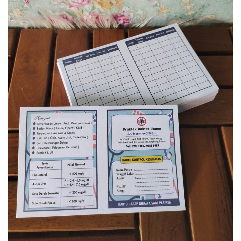 Jual KARTU KONTROL KESEHATAN - KARTU CEK LABORATORIUM - KARTU PERIKSA ...