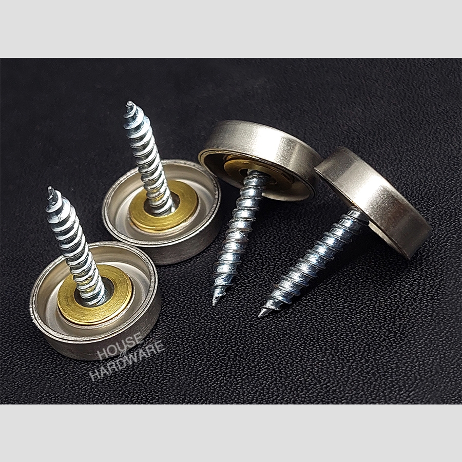 Jual SEKRUP KACA + DOP BULATAN PENUTUP 16 mm STAINLESS STEEL (ISI 4 pcs ...