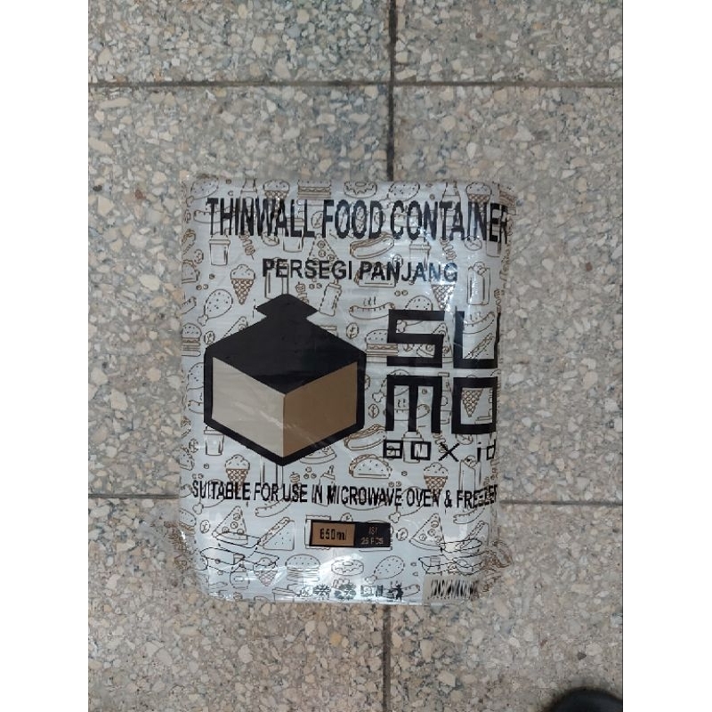 Jual Thin wall 650 ml merk Sumo persegi panjang/kotak makan (25bh) | Shopee Indonesia