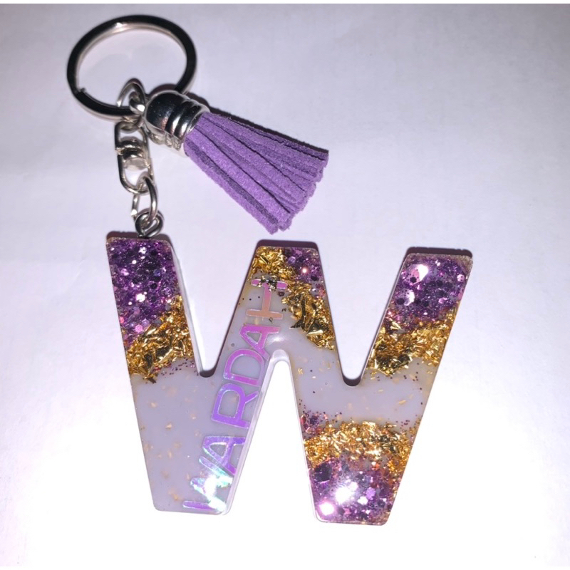 Jual Keychain Resin Huruf + Foil & Glitter (Gantungan Kunci Custom ...