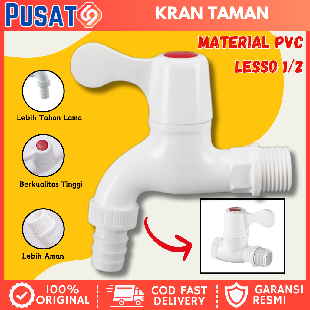 Jual Keran Taman PVC Lesso 1/2" inch W83104 DN20 Kran Tembok PVC Stop Kran Plastik | Shopee ...