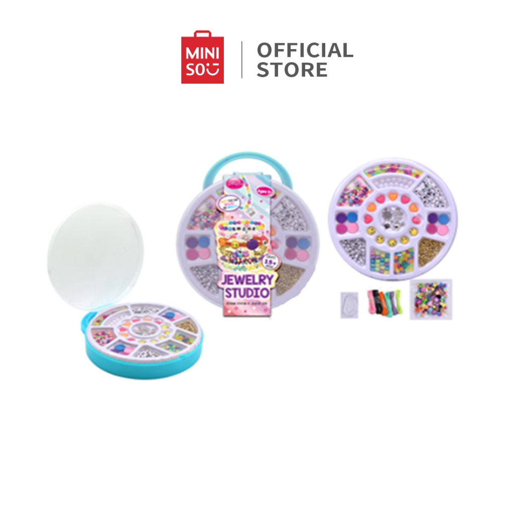 Jual MINISO Mainan Anak-anak Set Kotak Bundar Portabel Manik-manik DIY ...