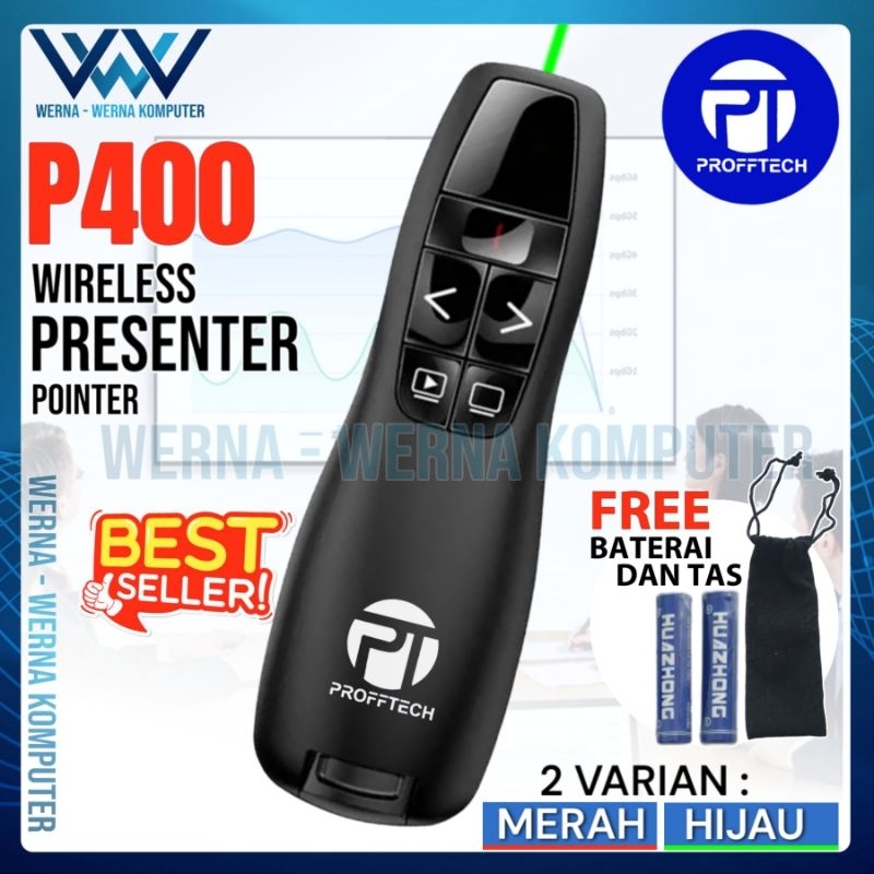 Jual PROFFTECH LASER WIRELESS POINTER PRESENTASI HIJAU / MERAH P400 ...