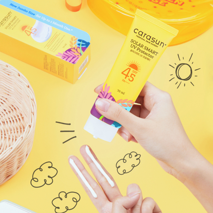 Jual GLAM - (70ML) CARASUN Solar Smart UV Protector SPF 45 PA ...