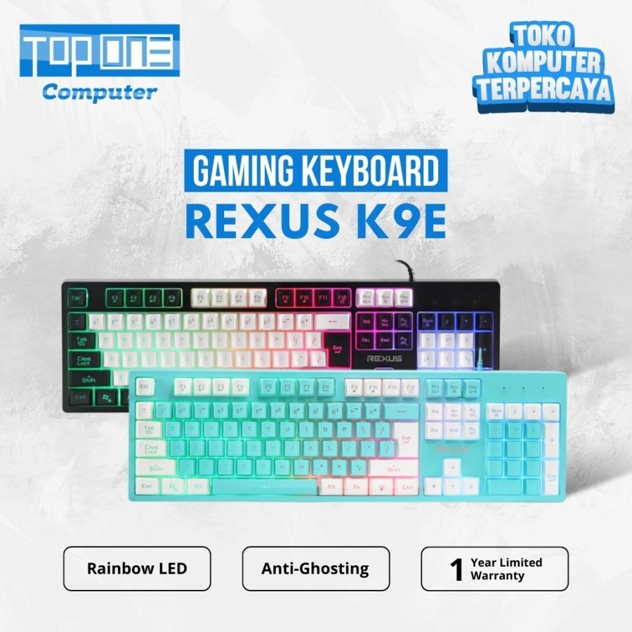 Jual Keyboard Gaming Rexus K9E Black Mint Windows Mac OS Rainbow ...