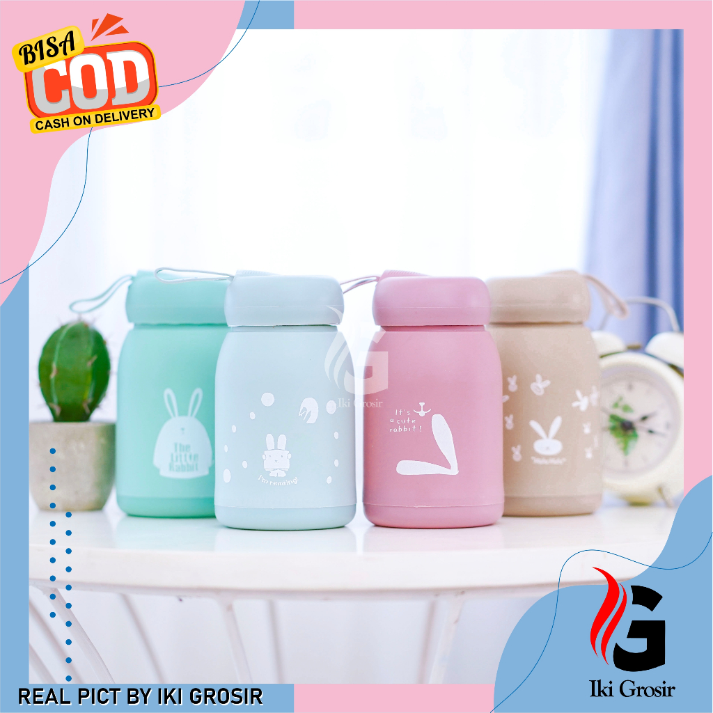 Jual Botol minum kaca rabbit kelinci tanpa box termos air panas dingin ...