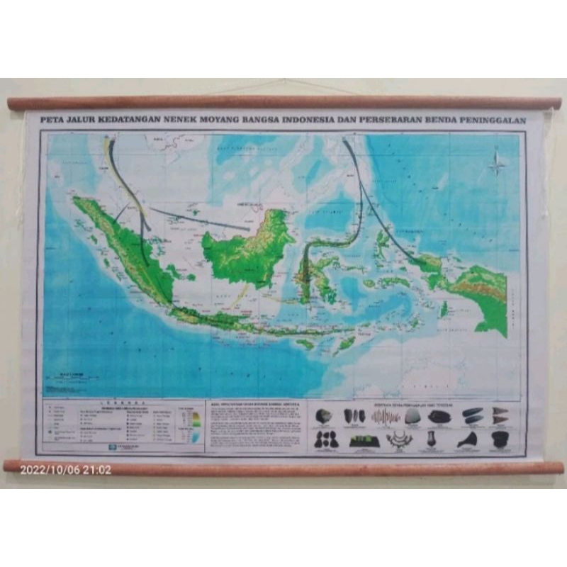 Jual Peta Bingkai Jalur Kedatangan Nenek Moyang Bangsa Indonesia dan ...