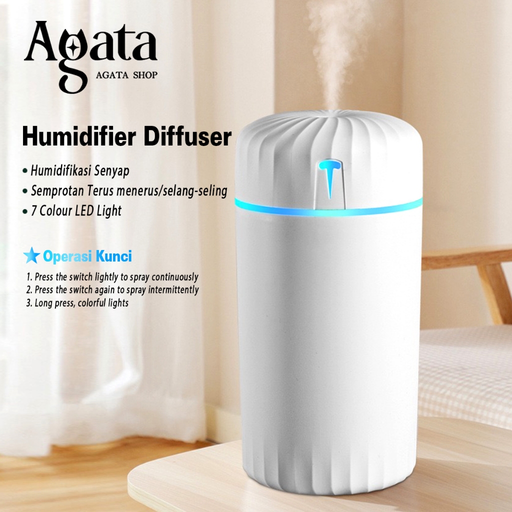 Jual Humidifier Diffuser Aromatherapy 450 ML with 7 Colour LED Light ...