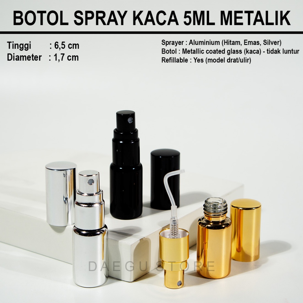 Jual Botol Spray 5ml Kaca Metalik / Metalik Coated - Travel Parfum Isi ...