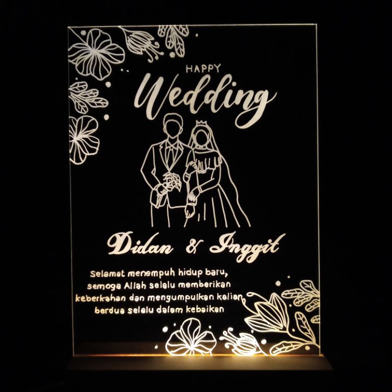 Jual (USB) Akrilik Lettering LED Custom Gift Box Lampu Tidur Sketsa ...