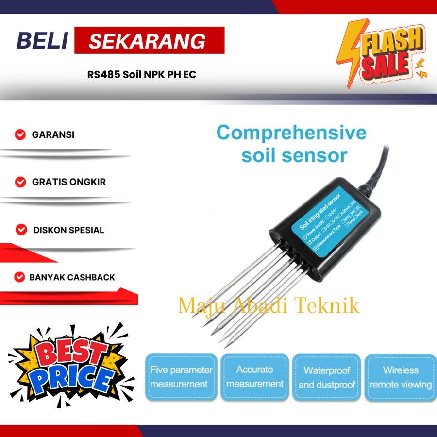Jual RS485 Soil NPK PH EC Temp humidity Sensor tester 7 in 1 soil ...