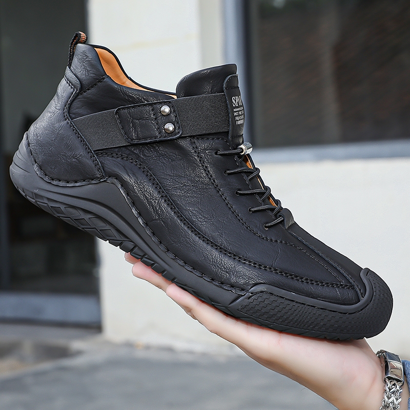 Jual Terlaris Fashion Kulit Asli Sepatu Boots Pria Keren Full Hitam ...