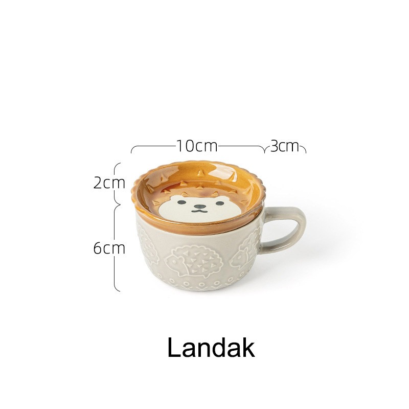 Jual [Ready Stock] Mug Keramik Kartun 5 Warna Brown Cat Coaster Mug Set ...