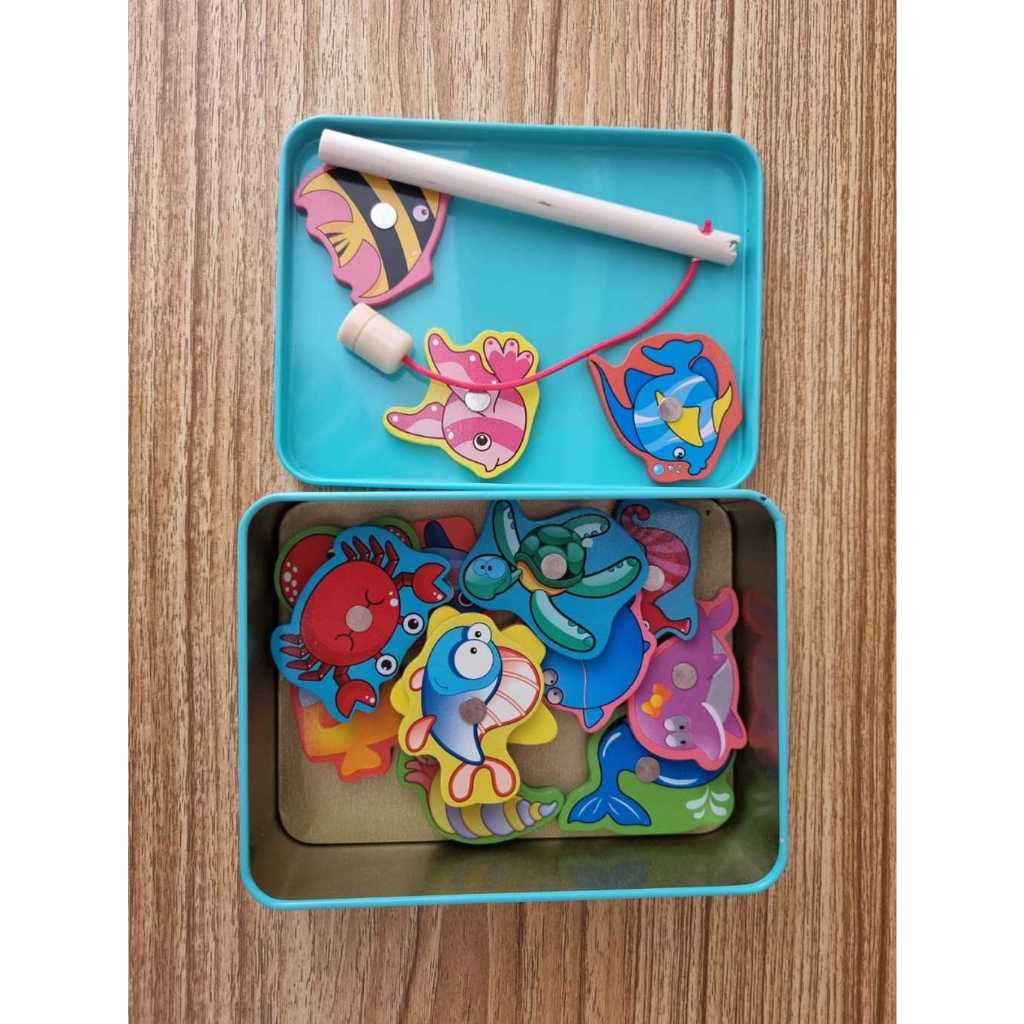 Jual Mainan Anak Pancing Ikan Magnet Kayu Mancing Wooden Fishing Game ...