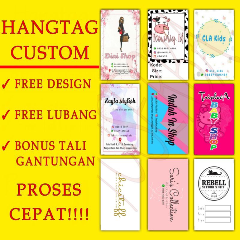 Jual hangtag bonus tali hang tag custom hang tag label baju hang tag ...