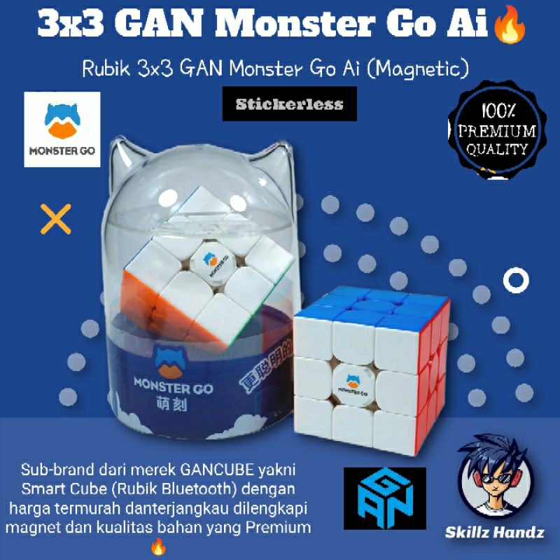 Jual Rubik 3x3 GAN Monster Go Ai (Smart Cube Bluetooth) Stickerless ...