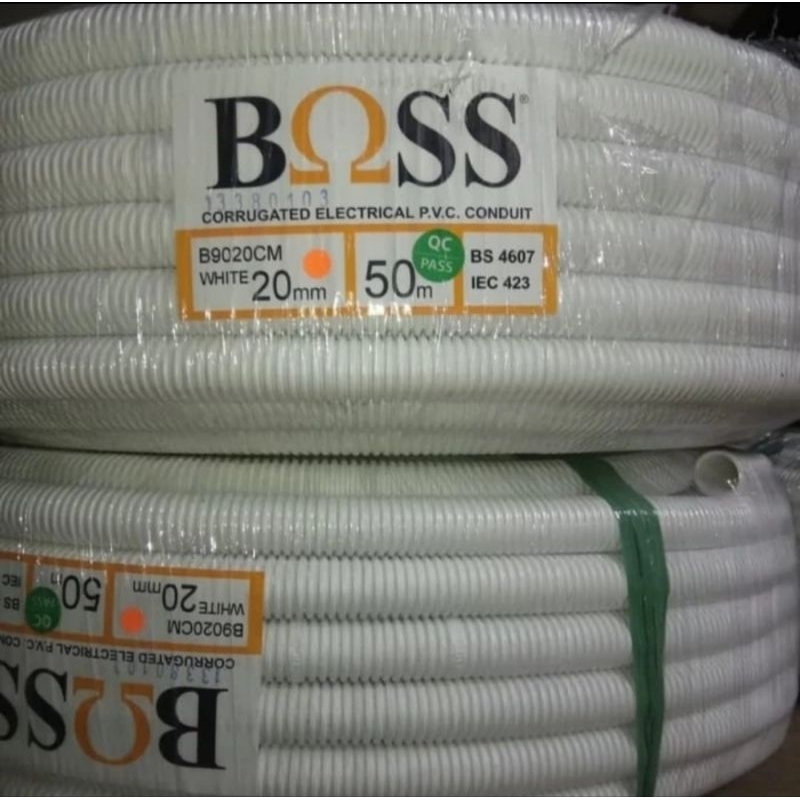 Jual Selang Flexibel BOSS 20mm Putih Fleksibel Conduit PVC 20 mm Boss ...
