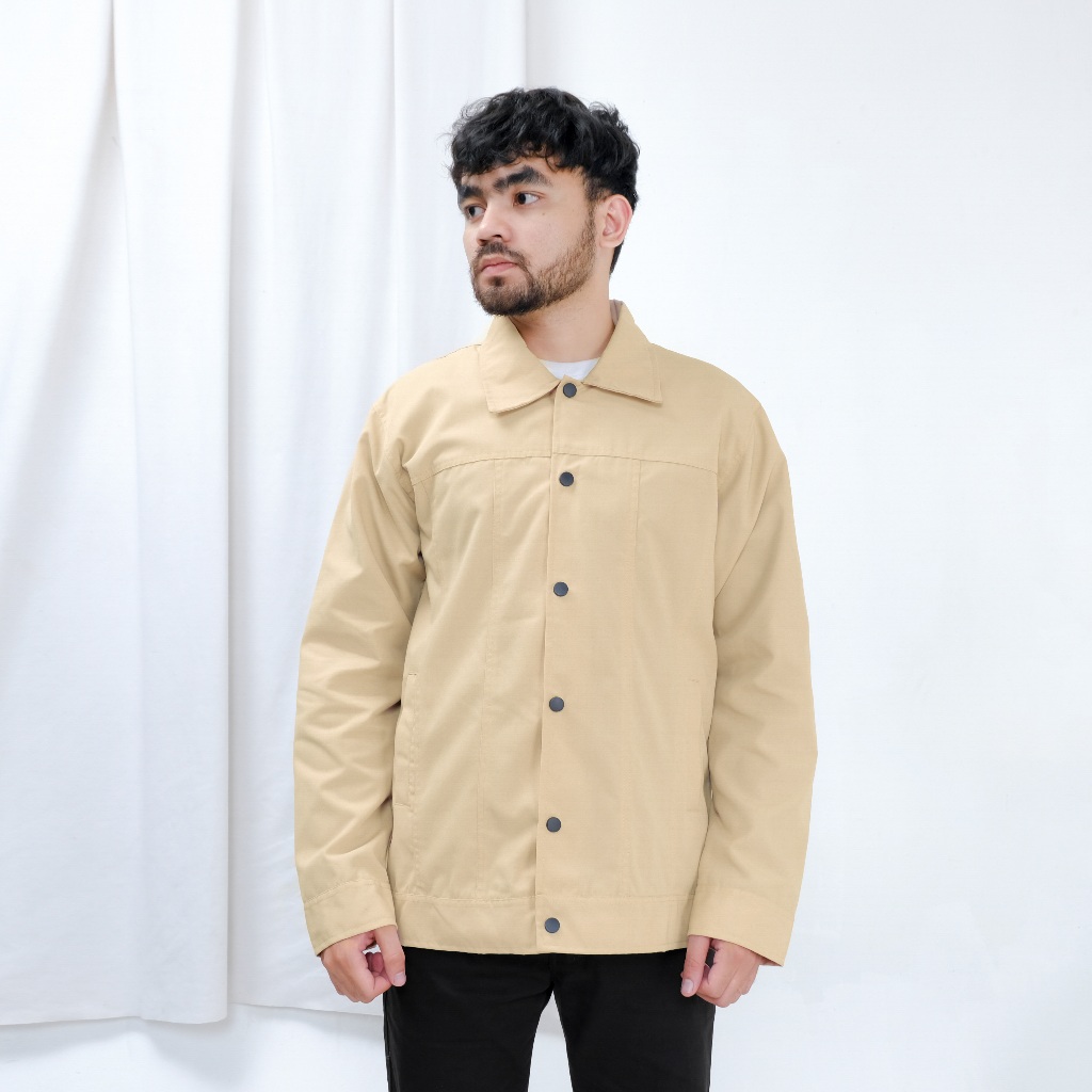 Jual Libra Jaket Trucker Semi Parka Cream Pria Canvas Katun Pakai ...