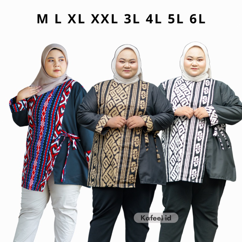 Jual Atasan Tunik Wanita Bigsize Baju Batik Wanita, Tunik Batik Jumbo LD 110 120 130 140 150 ...