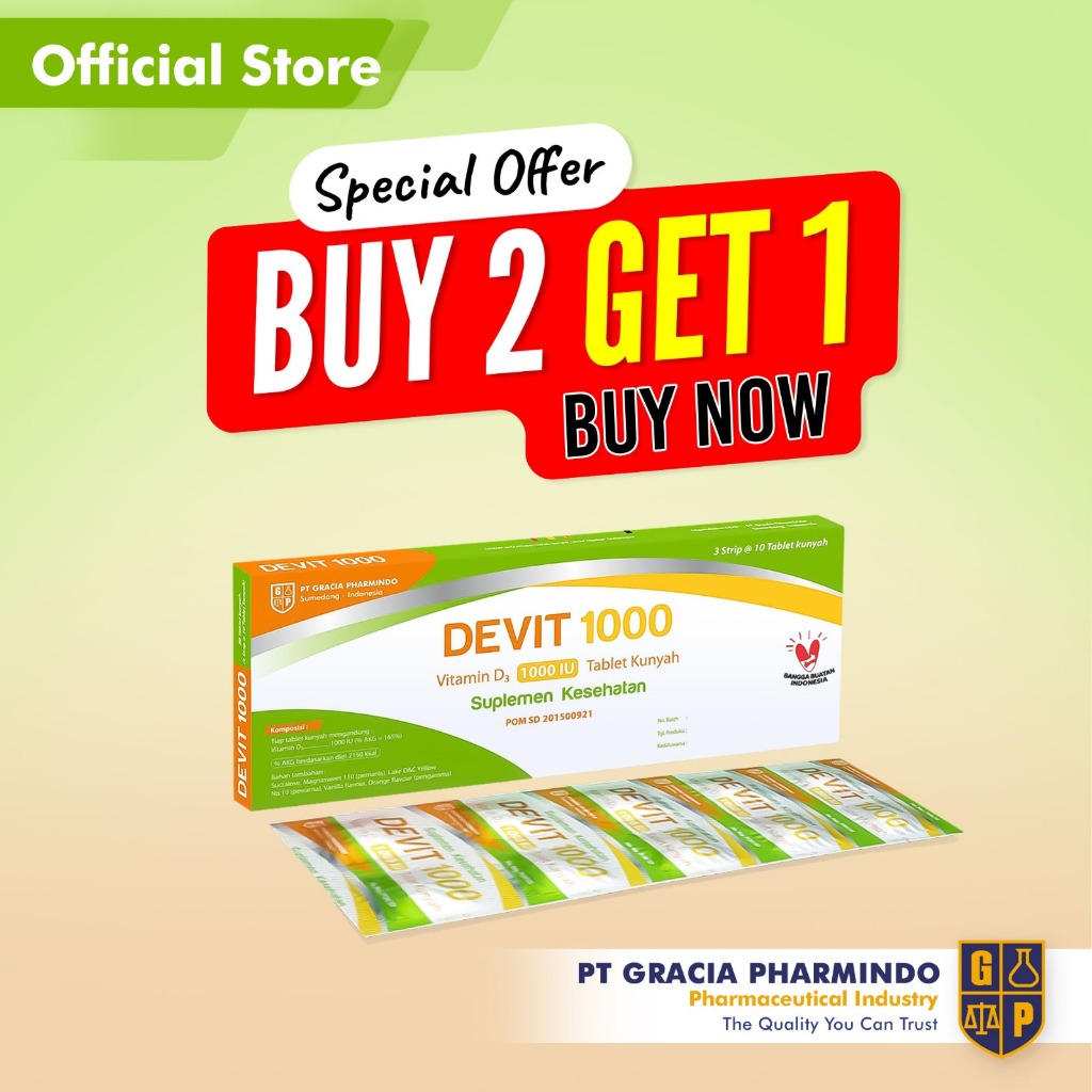 Jual DEVIT - Vitamin D3 1000 iu - Cepat Penuhi kebutuhan harian Vitamin D3 | Shopee Indonesia
