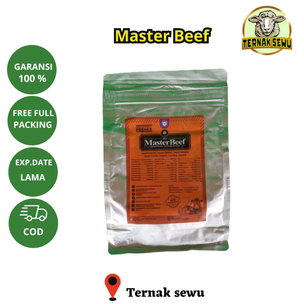 Jual MASTER BEEF 1 kg | Premix Suplemen Penggemukan Sapi Kambing Domba ...