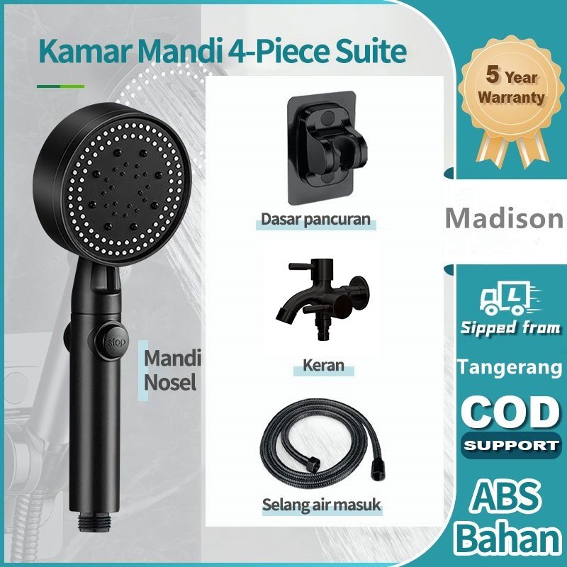Jual Kepala Pancuran Mandi Hitam Set Kepala Pancuran Mandi Premium dengan 5 Mode Air Head Shower ...