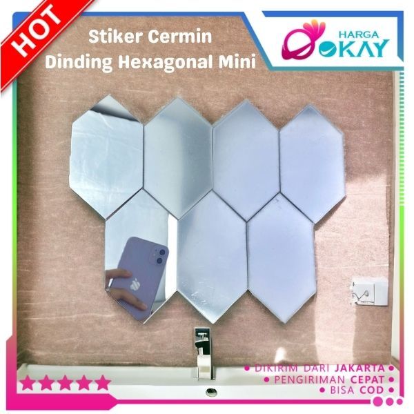 Jual HO Stiker Cermin Dinding Hexagonal Mini Anti Pecah Sticker Kaca ...