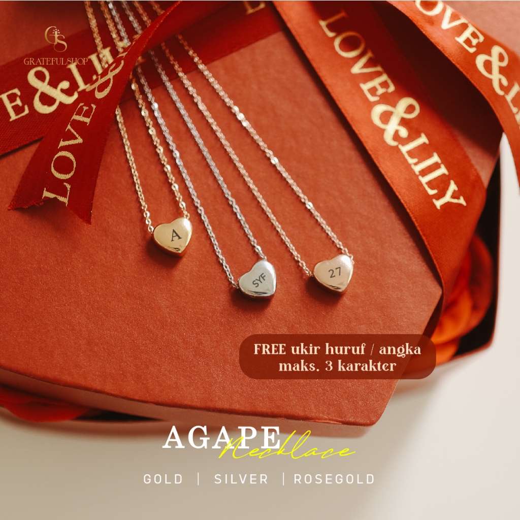 Jual Grateful - Agape Necklace Silver / Rosegold (Kalung Agape) (FREE ...