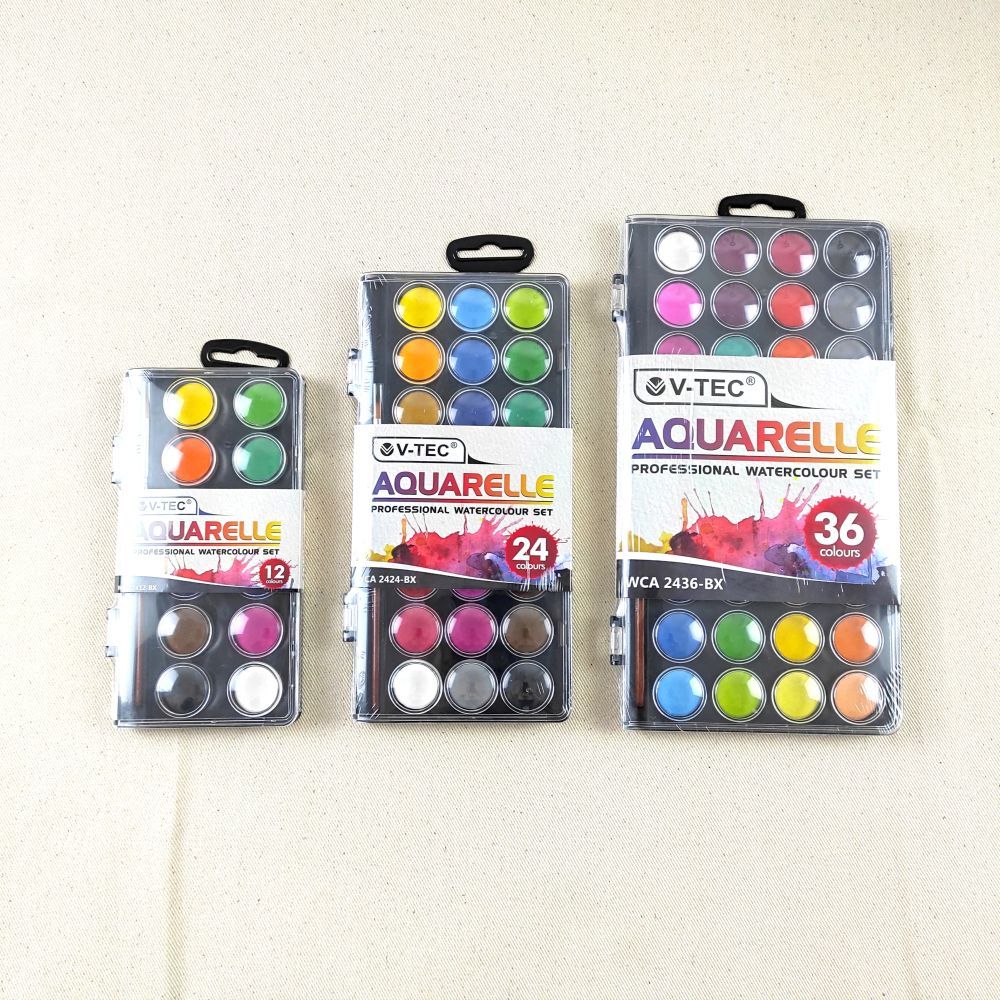 Jual V-TEC Aquarelle Watercolor Cake 12 24 36 Colors / Cat Air Set | Shopee Indonesia