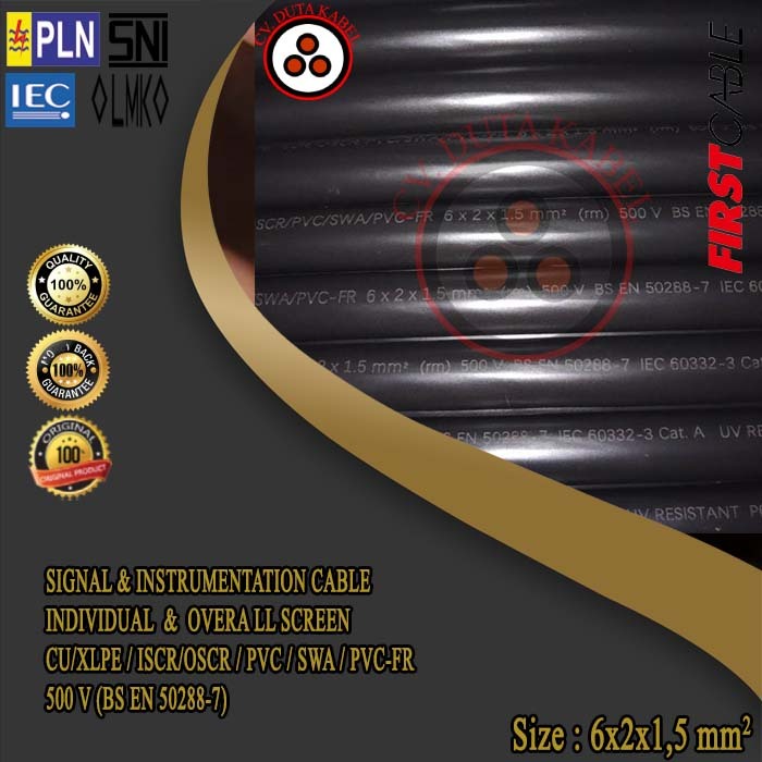 Jual Kabel Signal Cu/XLPE/ISCR/OSCR/PVC/SWA/PVC-FR 6x2x1,5 mm2 (6Px1,5 ...