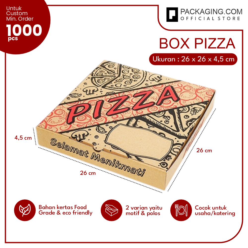 Jual Dus Pizza uk. 26x26x4,5 cm/Kardus pizza 26/Box piza 26 | Shopee ...