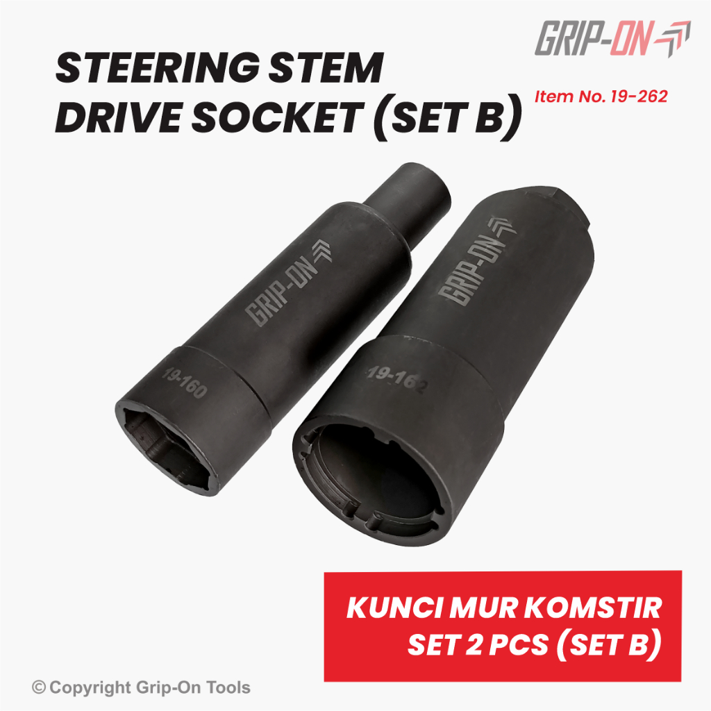 Jual Grip-On Steering Stem 2 Pcs Drive Socket (Set B) Kunci Mur Komstir ...