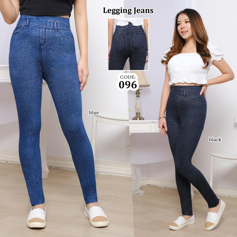Jual LEGGINGSTORE Celana Legging Wanita Motif Jeans Model Highwaist ...