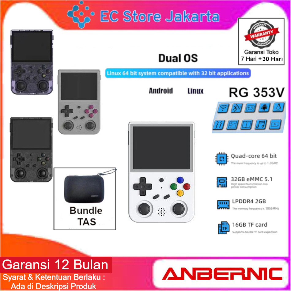 Jual Anbernic RG353V Dual OS Android Linux Handled Portbale Retro Game ...
