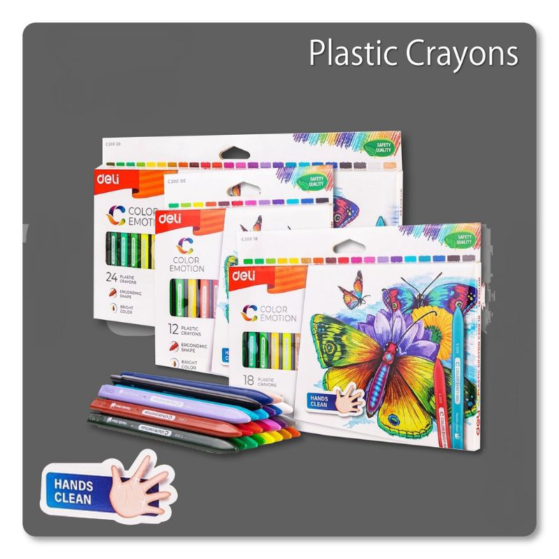 Jual Deli Krayon Plastic 12/18/24 Warna Cerah Bentuk segitiga ergonomis ...