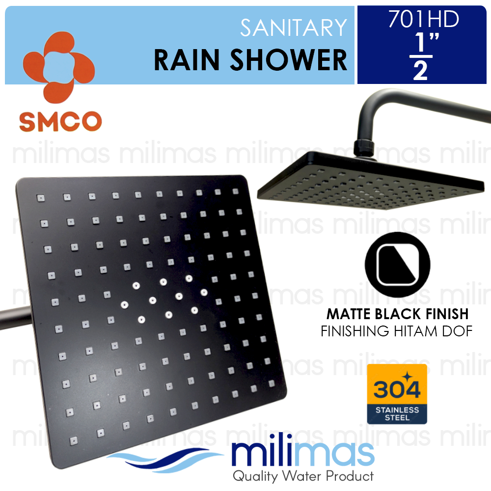 Jual SMCO 701HD Wall Rain Showet SET HITAM DOF - Head Shower BLACK ...