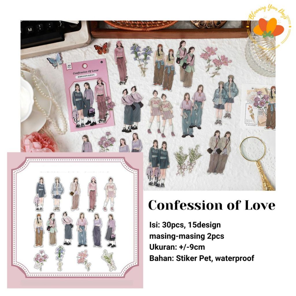 Jual 30pcs girl sticker deco daily aesthetic stiker diy journaling bujo scrapbook stiker lucu ...