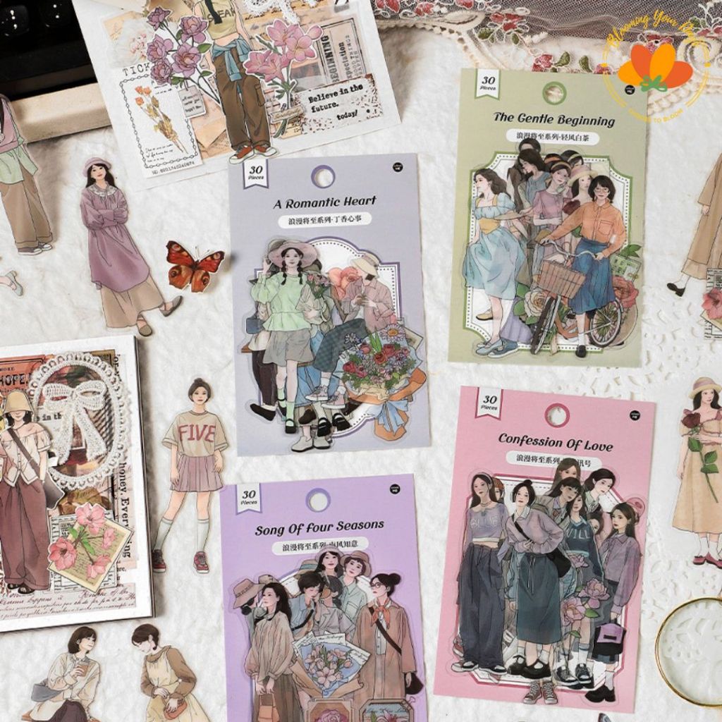 Jual 30pcs girl sticker deco daily aesthetic stiker diy journaling bujo ...