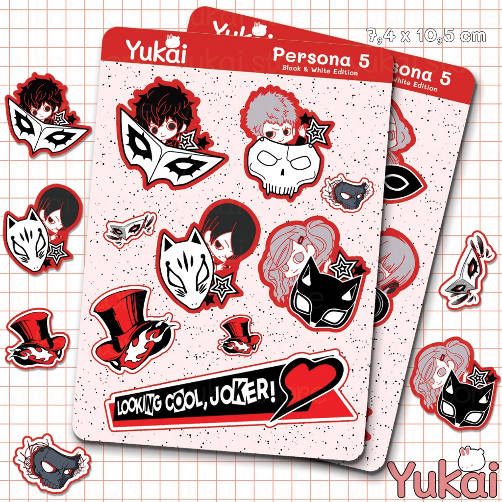 Jual Persona 5 Black & White Edition Sticker Sheet Premium, Sticker ...