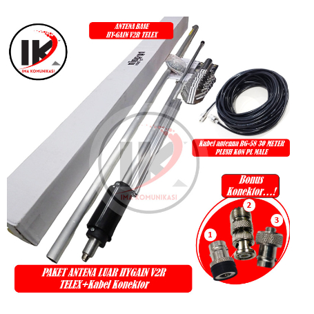 Jual PAKET ANTENA LUAR HY-GAIN V2R TELEX PLUS KABEL ANTENA PANJANG ...
