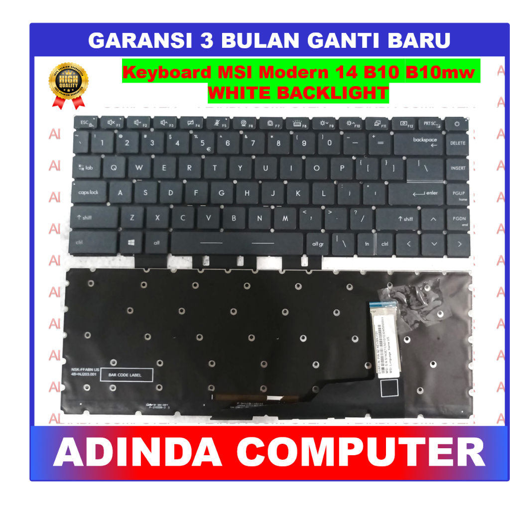 Jual Keyboard MSI Modern 14 B10 MS-14d1 MS14d3 B11M B4MW WHITE ...
