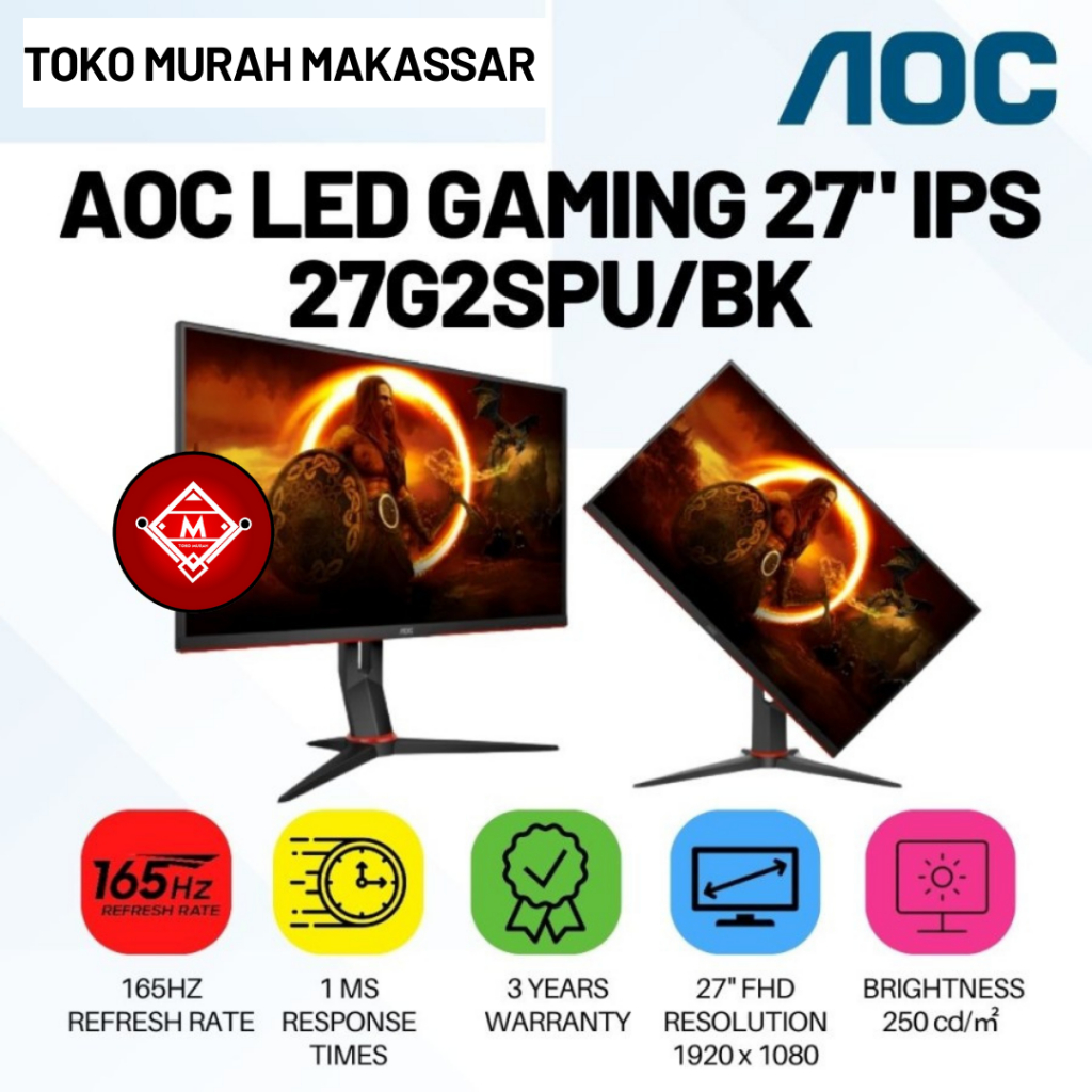 Jual AOC LED GAMING 27" 27G2SPU/BK / MONITOR GAMING AOC 27G2SPU 27 INCH ...