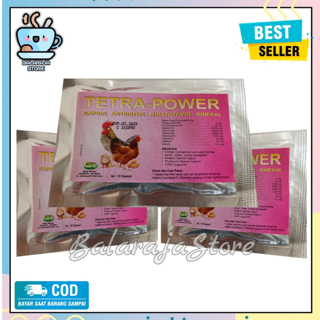 Jual 10 KAPSUL TETRA POWER ANTIBIOTIK MULTIVITAMIN MINERAL OBAT AYAM ...