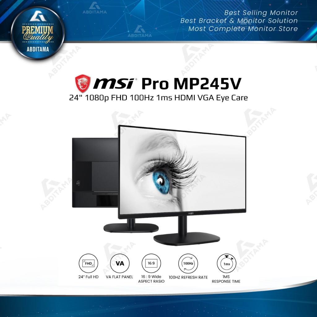 Jual Monitor LED MSI Pro MP245V 24" 1080p FHD 100Hz 1ms HDMI VGA Eye ...