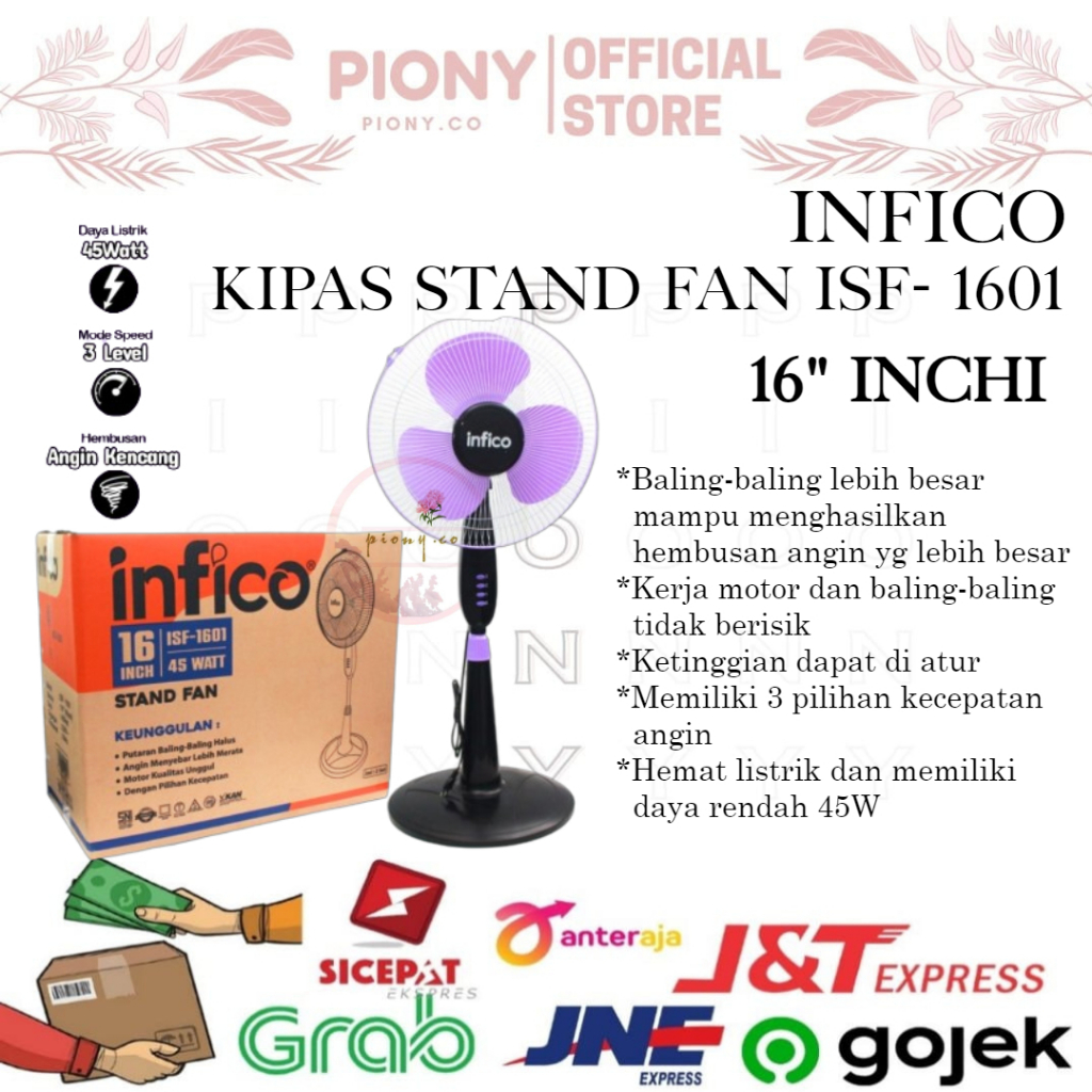 Jual KIPAS ANGIN STAND FAN INFICO / KIPAS BERDIRI 16" WELHOME / KIPAS ...
