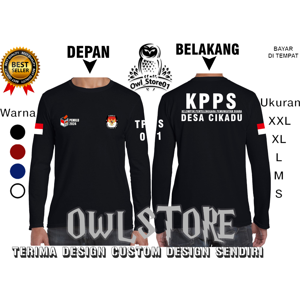 Jual Import Quality!!! MURAH BAJU KAOS LENGAN PANJANG KPPS PEMILU 2024 ...
