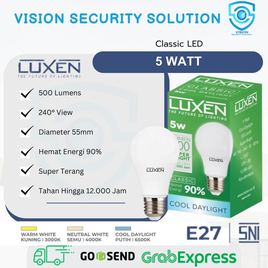 Jual Luxen Classic LED Bulb 5 Watt - Lampu LED - Garansi Resmi | Shopee Indonesia