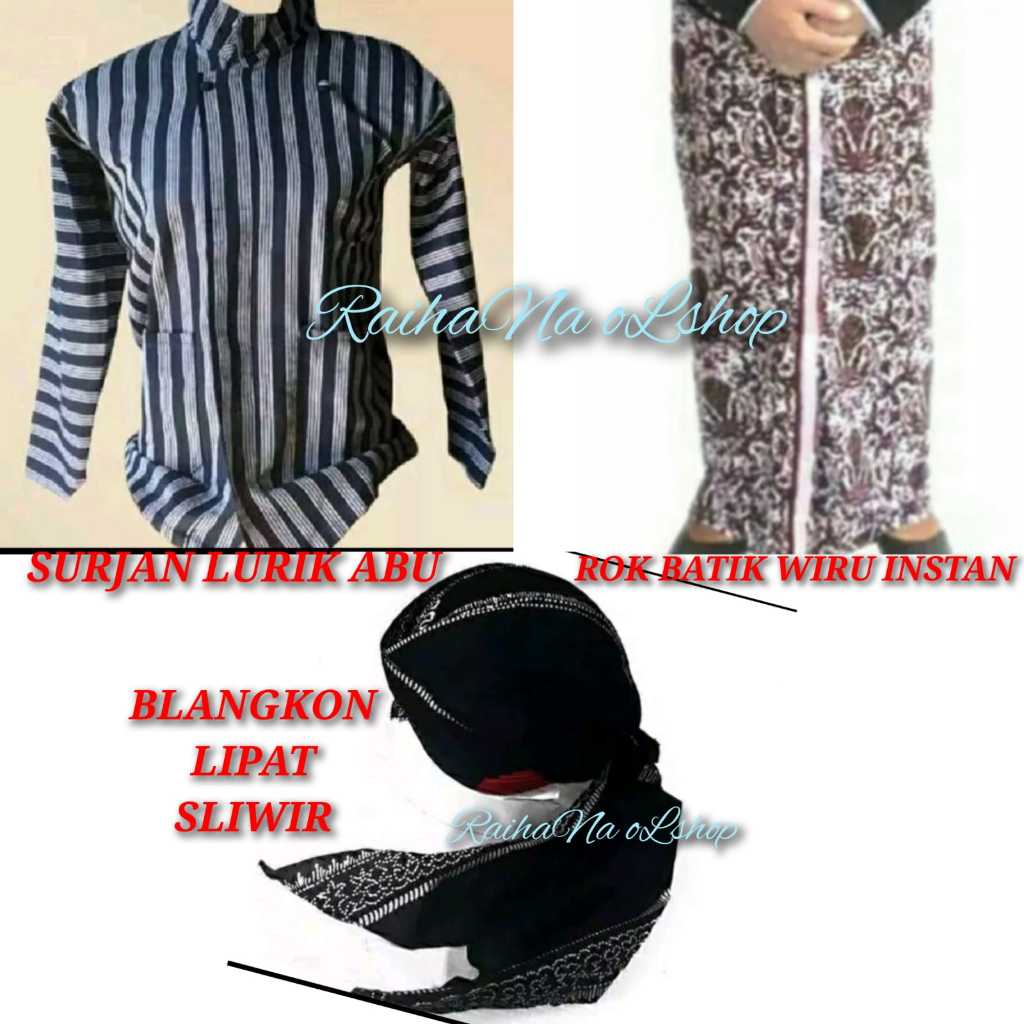 Jual BAJU ADAT LAKI | SURJAN LURIK ABU + BLANGKON LIPAT SLIWIR + ROK BATIK WIRU INSTAN | SETELAN ...
