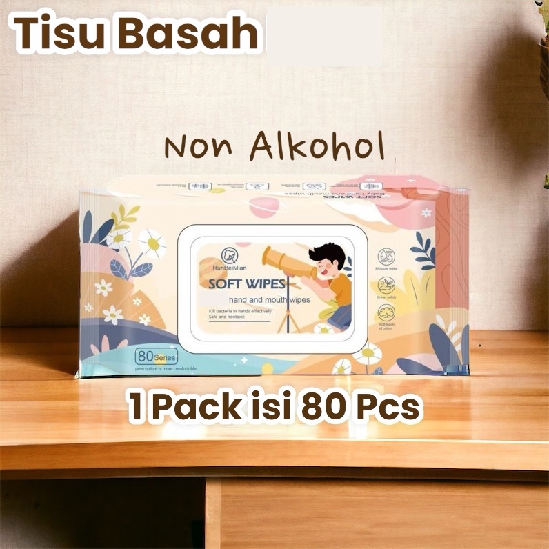 Jual Tisu Basah SOFT Lembut dan halus isi 80 Lembar Non Alcohol non ...